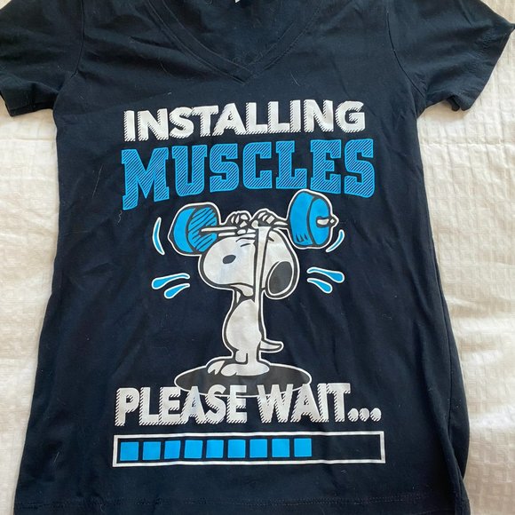 Tops | Snoopy Installing Muscles Tee | Poshmark